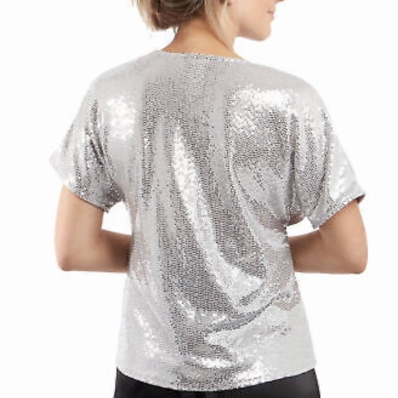 MSK | Tops | Msk Metallic Alloversequin Tiefront Top Silver Size Xl ...